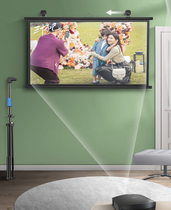 CRONY 100”projector screen with stand Portable Foldable Projection Mov ...