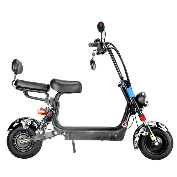 The Crony Small Harley Dual Seat Electric Scooter offers a blend of po ...